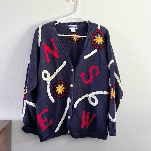 Pendleton | Sweaters | Vintage Pendleton Nautical Embroidered Knit ...